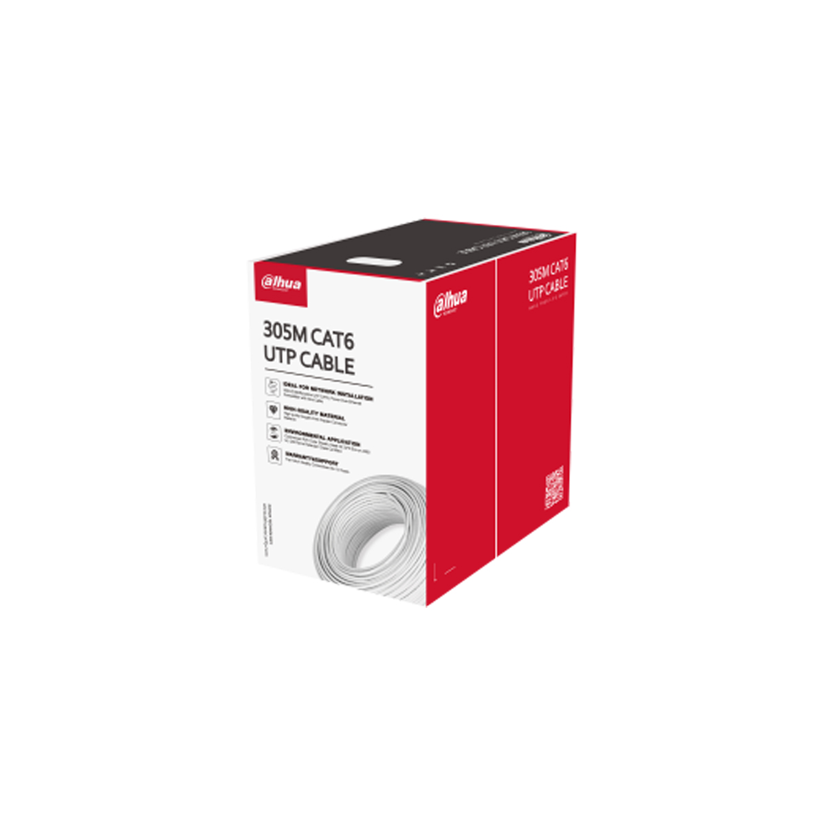 BOBINA DE CABLE UTP DAHUA (DH-PFM923I-6UN-C) 100%COBRE, CAT 6, 305 MTS, INTERIORES, POE,BLANCO ...